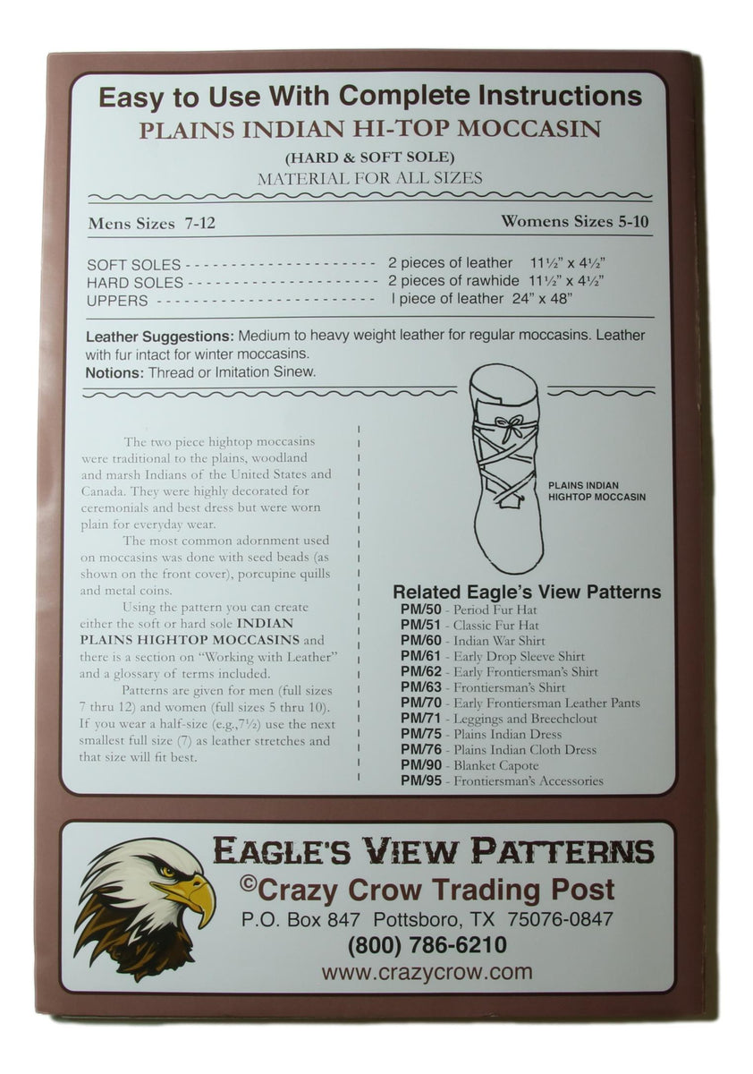 Pattern - Plains Indian Hi-Top Moccasin Pattern - New Cover – White Elk ...