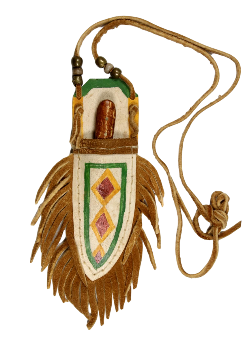 Painted Elk Rawhide Neck Knife Sheath W/Patch Knife – White Elk Traders